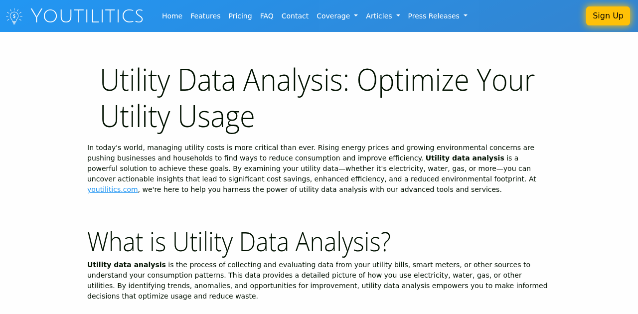 Utility Data Analysis Optimize Your Utility Usage